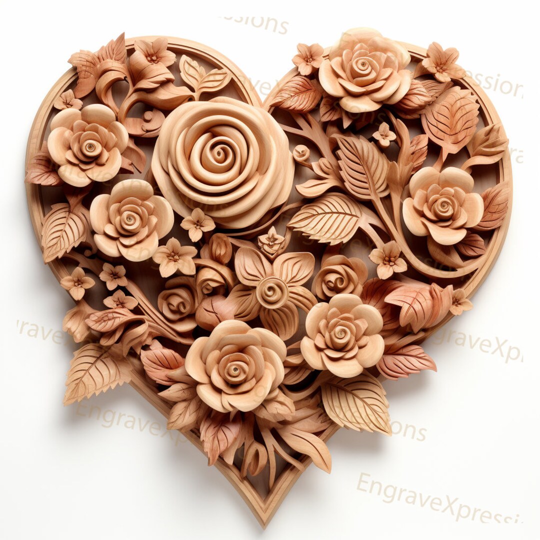 Rose Heart Laser Engrave PNG: 3D Illusion File (digital Download) - Etsy