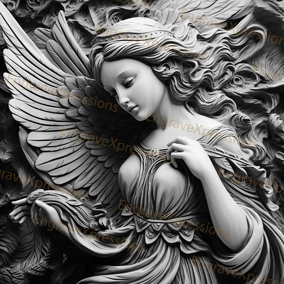 3D Angel Laser Engrave File: Winter Christmas PNG, SVG (digital Design ...