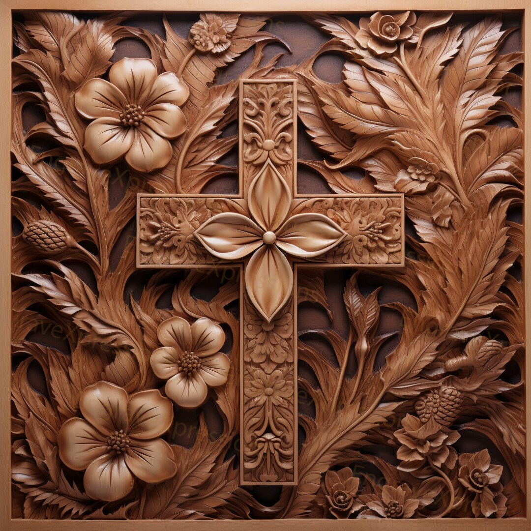 Flower Cross 3D Laser Engrave File: Easter Religion PNG (digital Design ...
