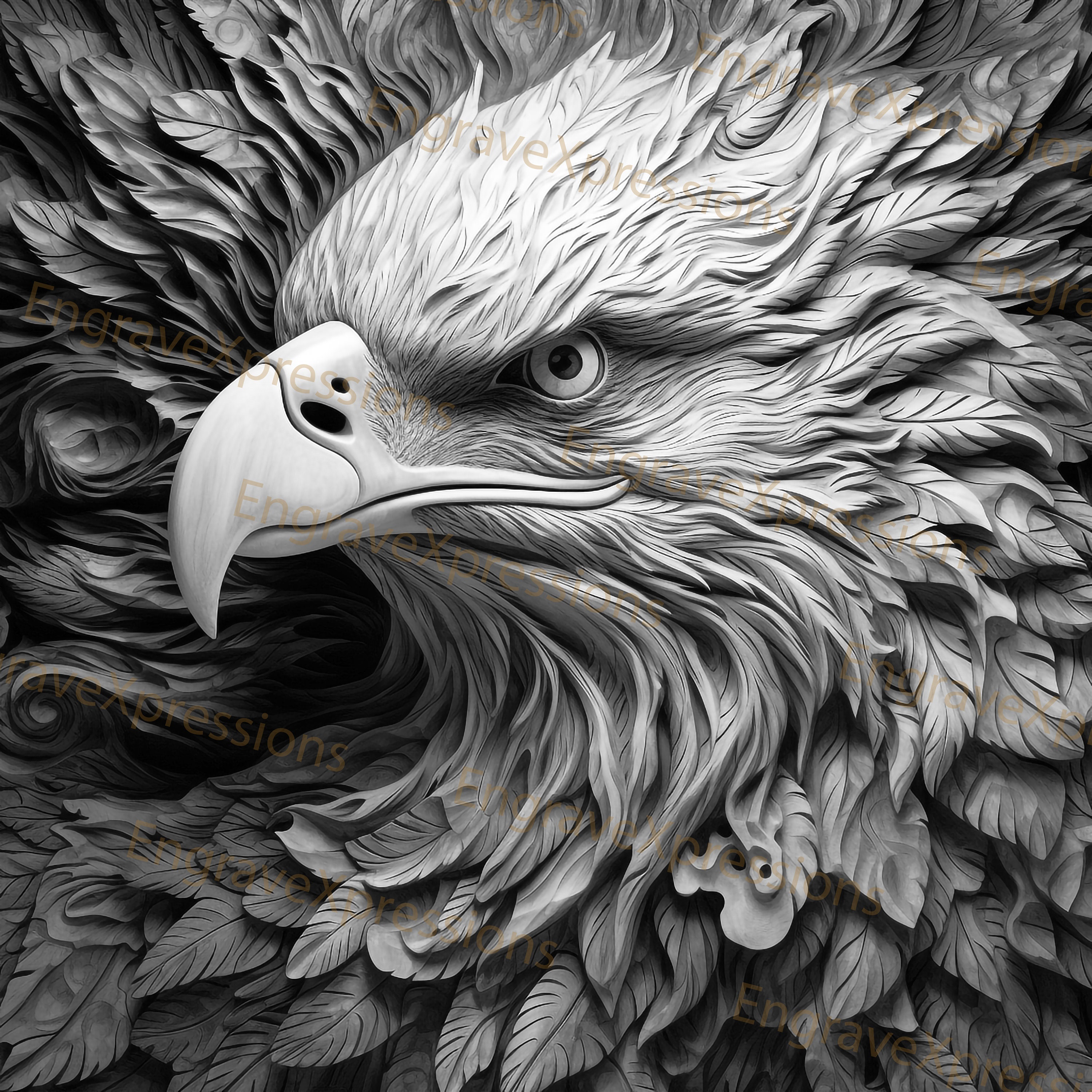 3D Eagle Head Laser Engrave File: PNG, SVG (digital Download) - Etsy