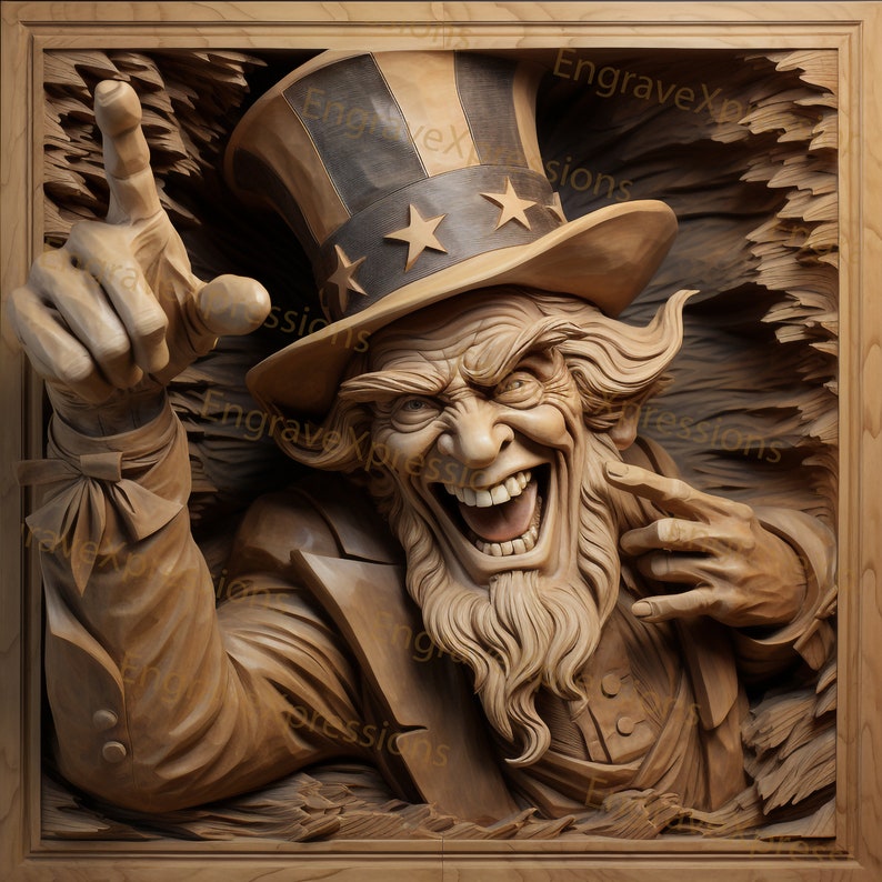 Uncle Sam 3D Laser Engraving File: Patriotic Portrait (PNG, SVG) - Etsy ...
