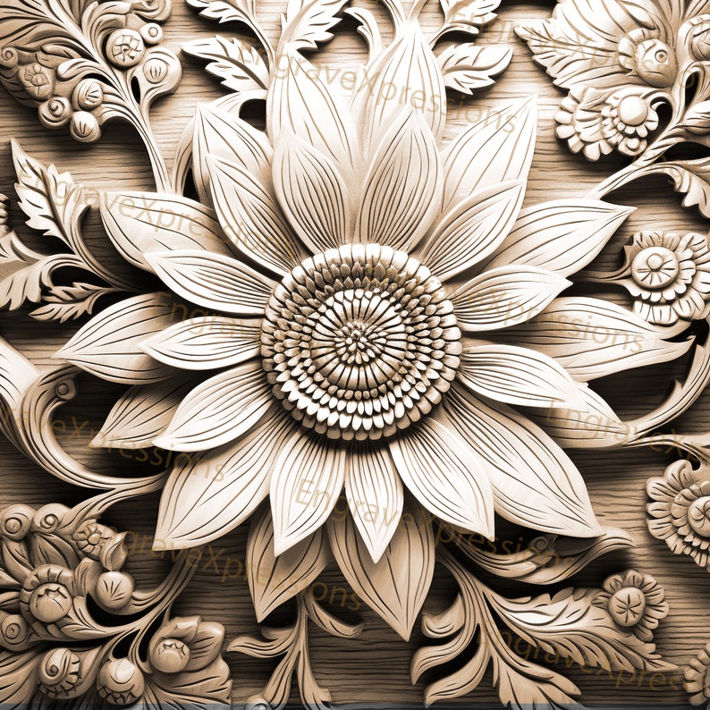 3D Sunflower Laser Engrave File: Floral Wood Cut Design (PNG, SVG) - Etsy