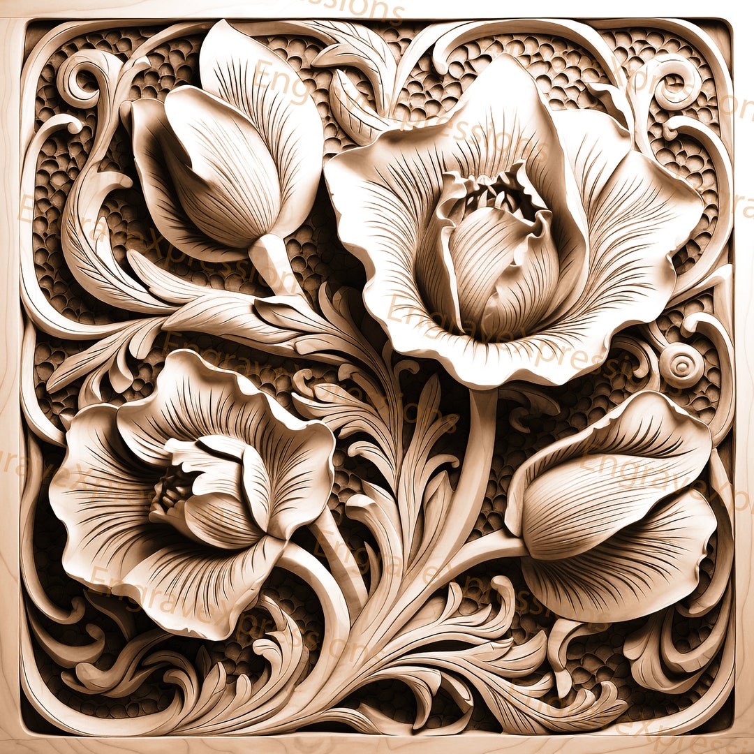 3D Tulip Flower Laser Engrave File: Lightburn Ready PNG, SVG (digital ...