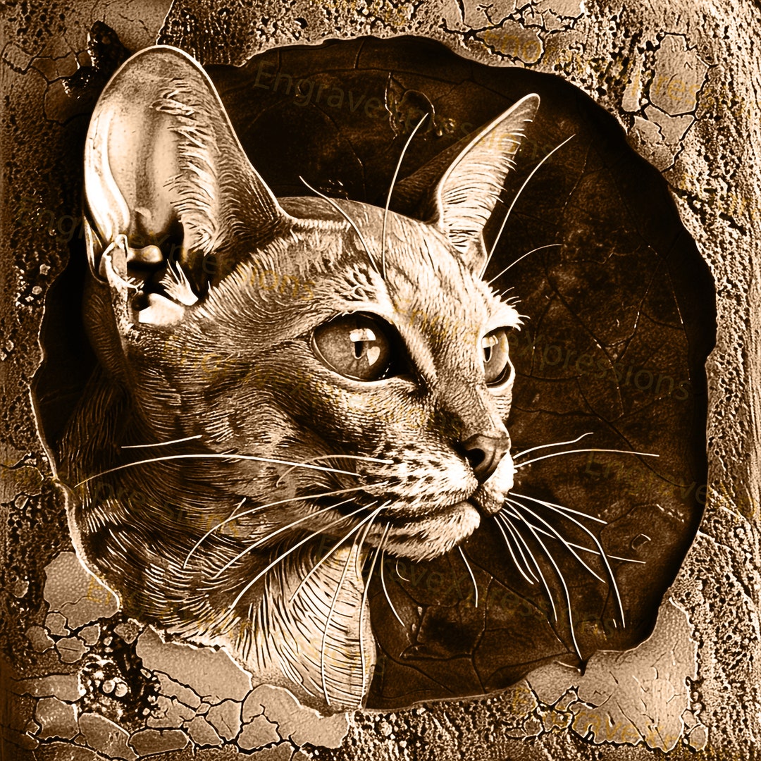 3D Cat Laser Engraving PNG: Botanical Design (digital File) - Etsy