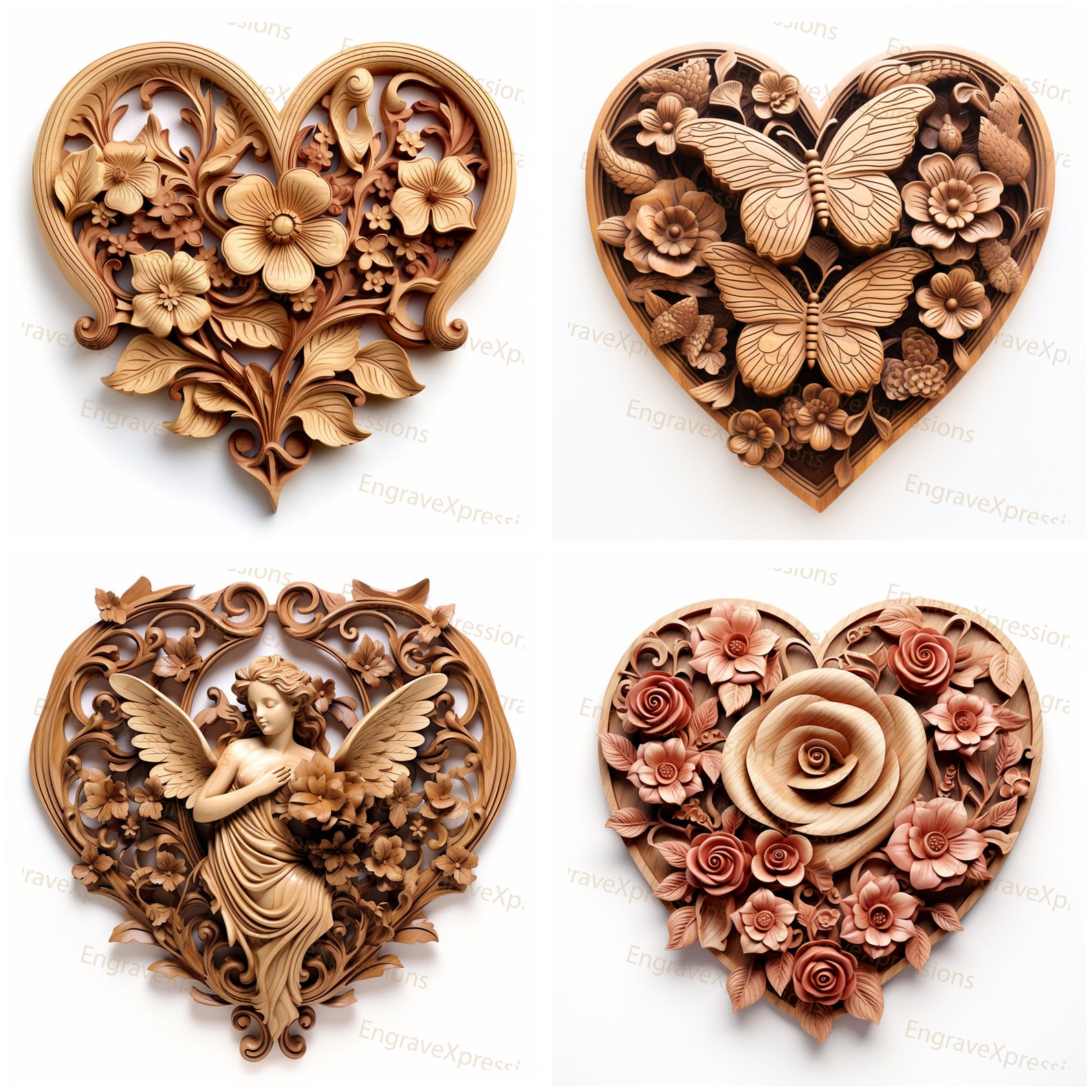Angel Cupid Heart , Wedding Valentines Day, Laser Burn Engrave PNG ...
