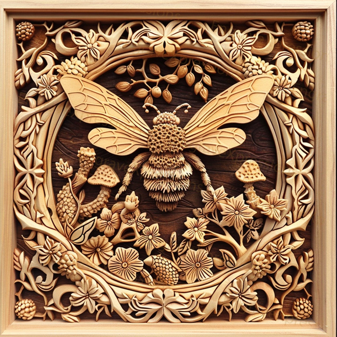 3D Bee Laser Engrave File: Wildlife Insect Design (PNG, SVG) - Etsy