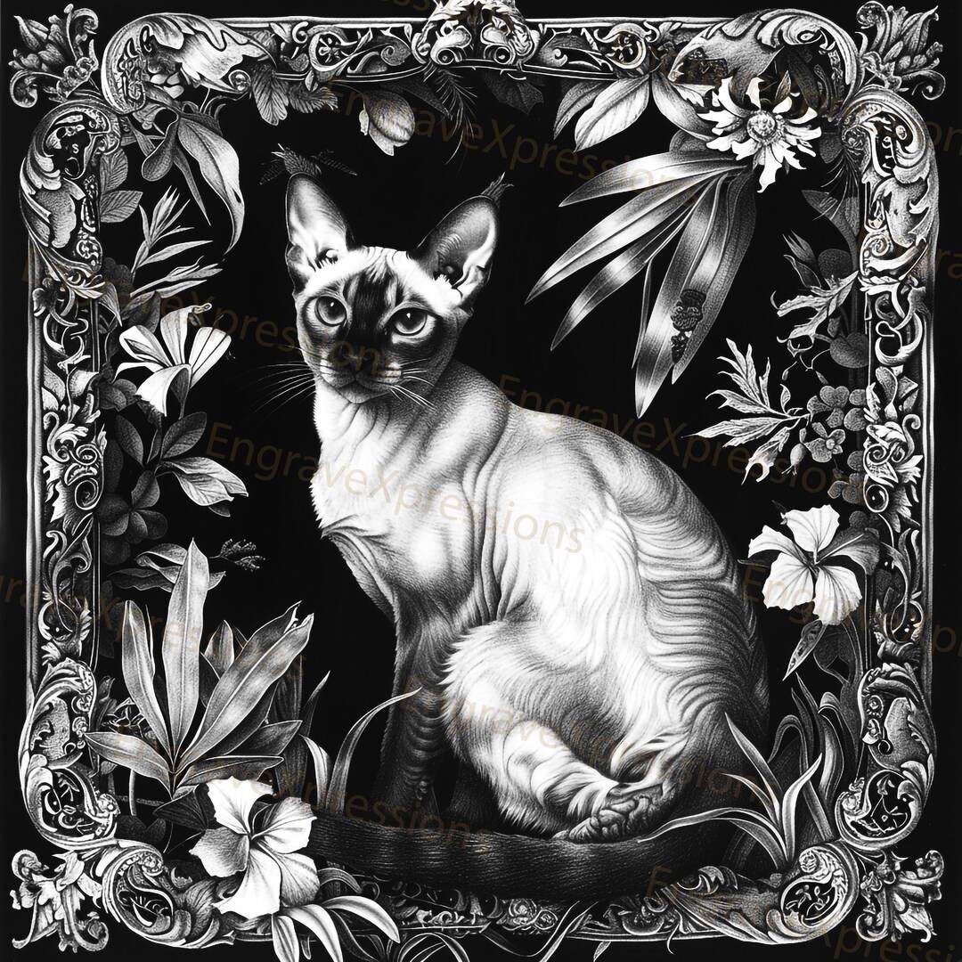 Floral Cat Laser Engrave PNG: 3D Illusion Design (digital File) - Etsy