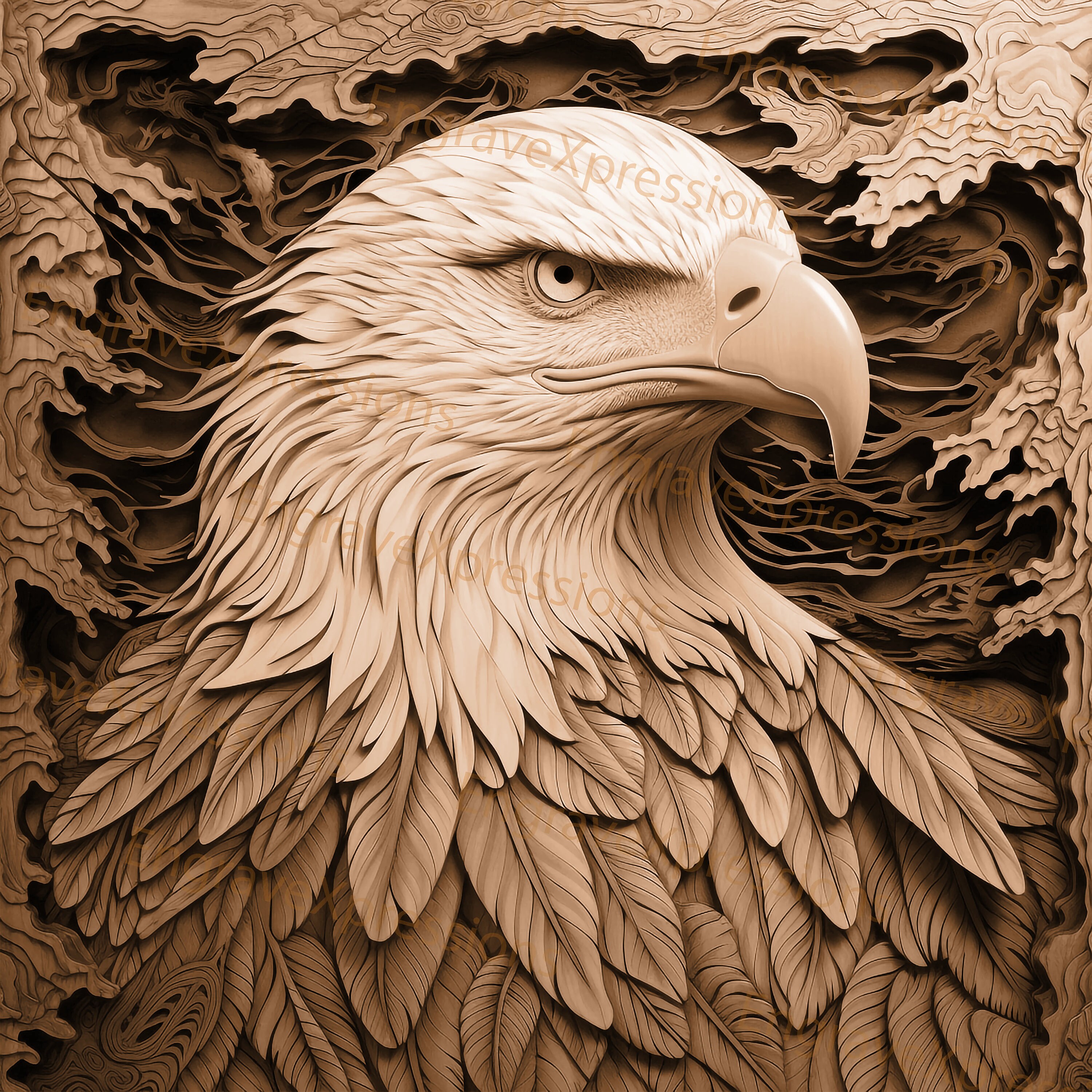 3D Eagle Head Laser Engrave File: Intricate PNG, SVG (digital Download ...
