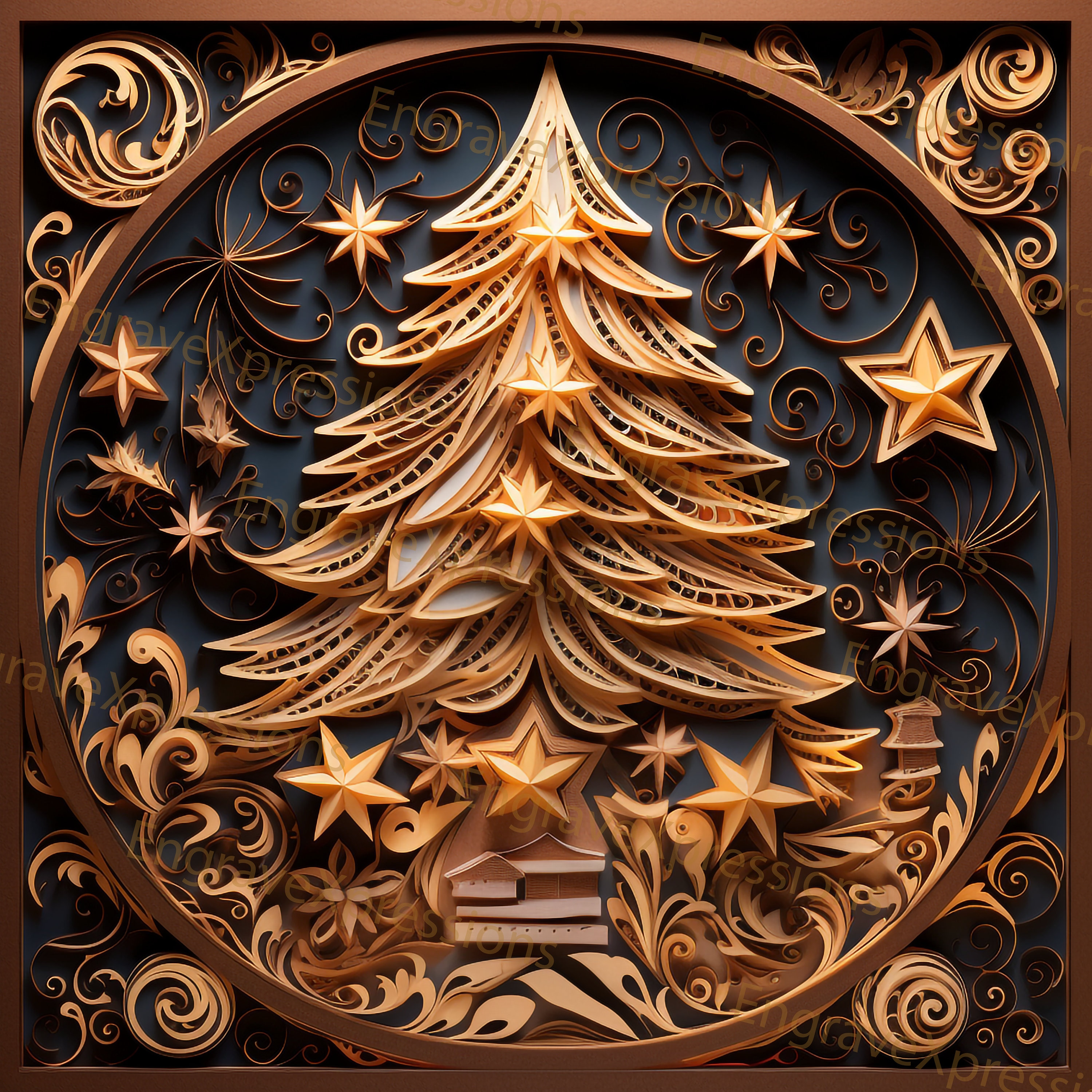 3D Christmas Tree Laser Engrave File: Illusion PNG, Lightburn Ready ...