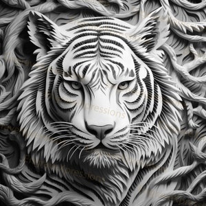 3D Tiger Laser Engrave File: Wood Burning PNG, SVG (digital Download ...
