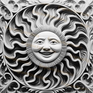 3D Smiling Sun Laser Engrave File: Lightburn Ready PNG (digital ...