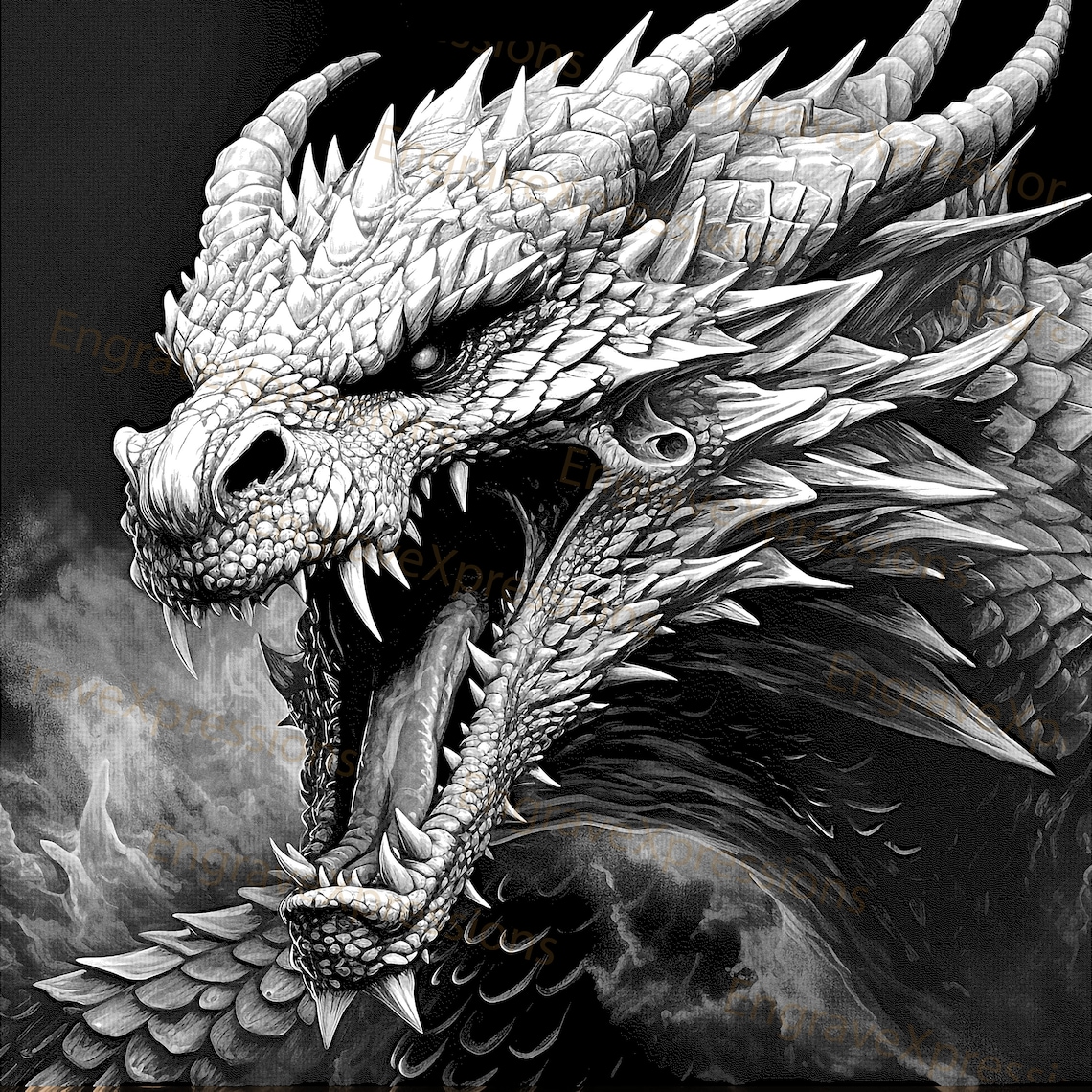 3D Dragon Laser Engrave File: Lightburn, Glowforge Ready (PNG, SVG) - Etsy