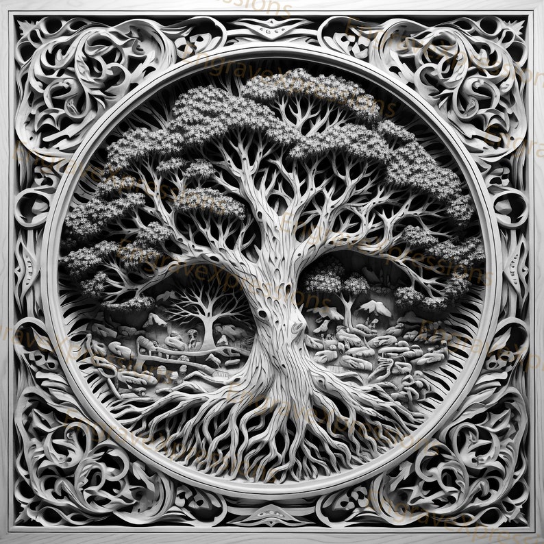 Laser Cut Tree of Life PNG: 3D Illusion Engraving File - Etsy
