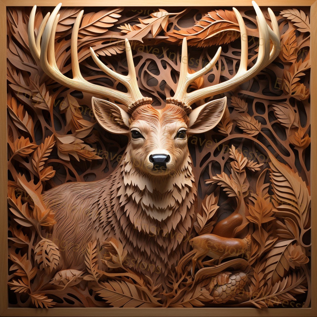 3D Deer Laser Engraving File: Wildlife Art (PNG, SVG) - Etsy