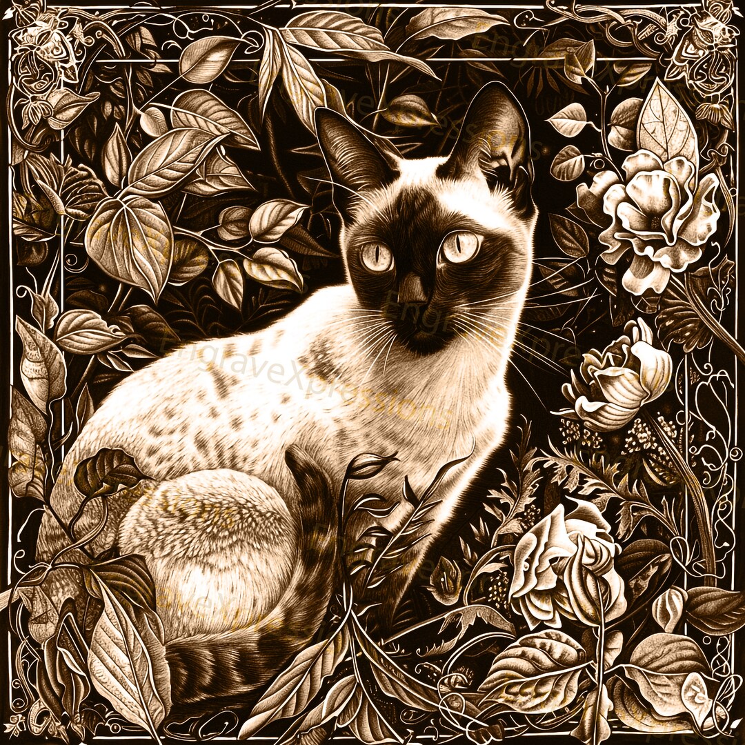 Floral Cat Laser Engrave PNG: 3D Illusion Design (digital File) - Etsy