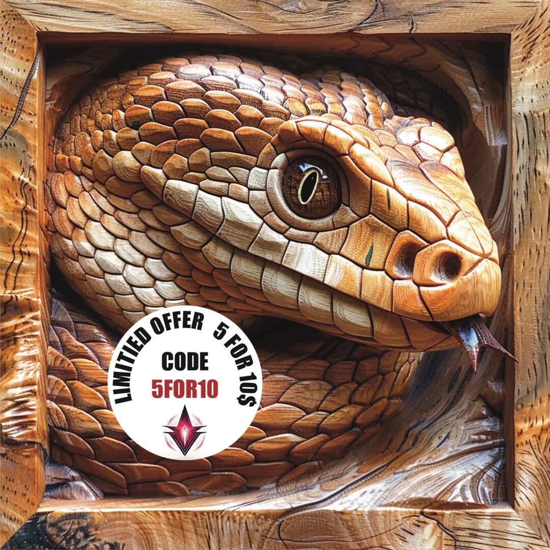 3D Snake Laser Engrave File: Wildlife Animal Design (PNG, SVG) - Etsy