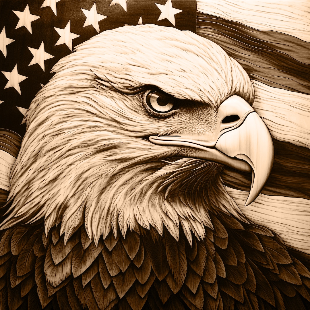 American Flag Eagle Laser Engrave File: 3D Illusion Veteran Design (PNG ...