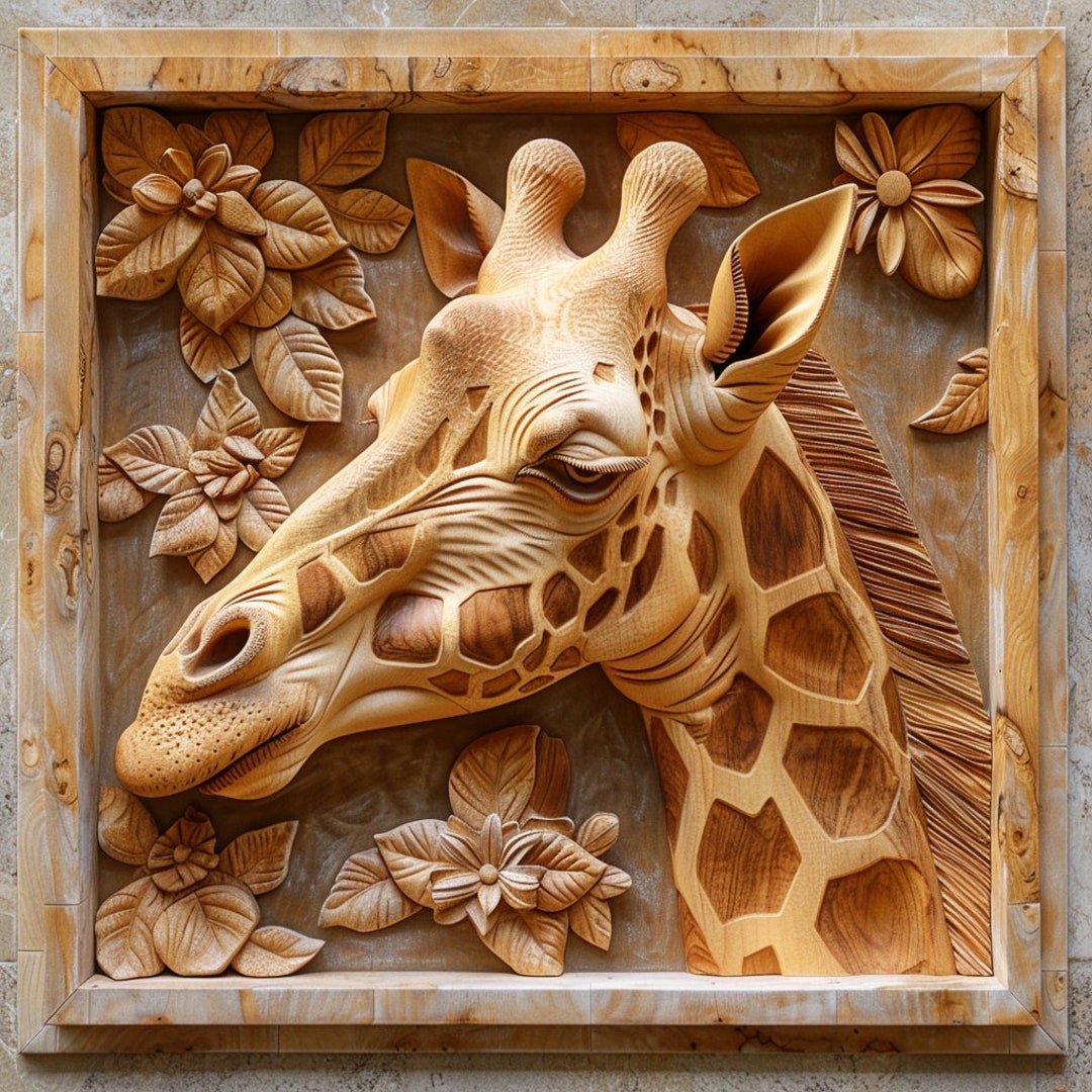 3D Giraffe Laser Engrave File: Wildlife Animal Design (PNG, SVG) - Etsy