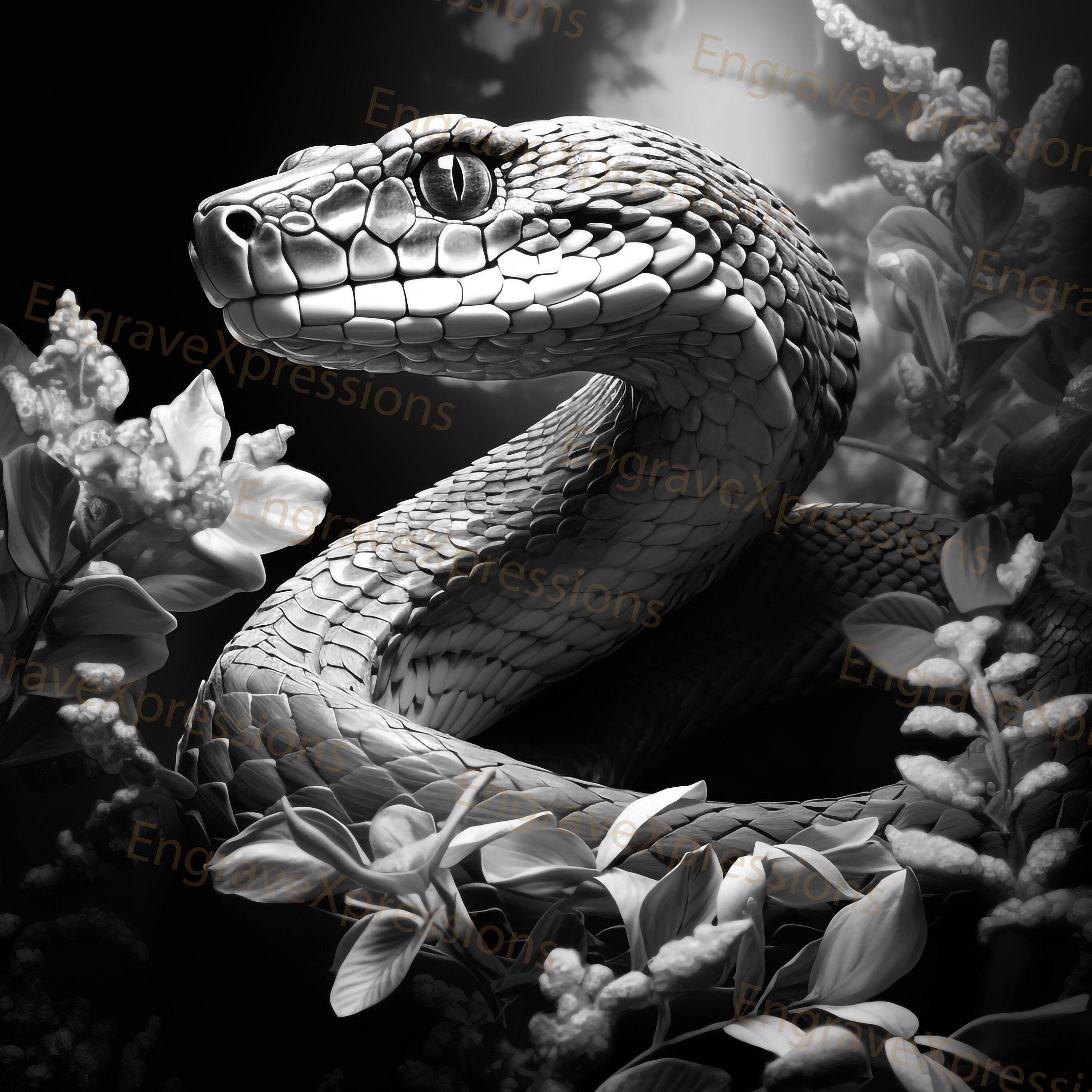 3D Snake Laser Engraving File: Wildlife Art (PNG, SVG) - Etsy