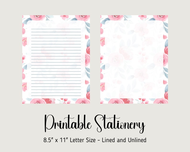 Floral Writing Paper Printable Printable Lined Writing - Etsy