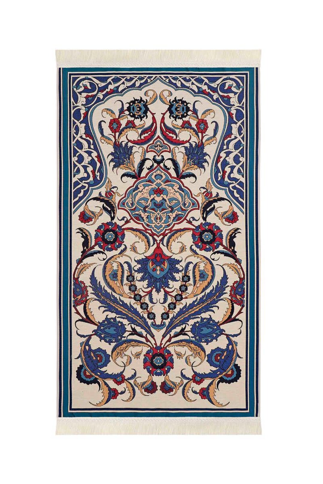 Turkish Gobelin Prayer Rug, Blue Tile Patterned Seccade, Islamic Decor ...