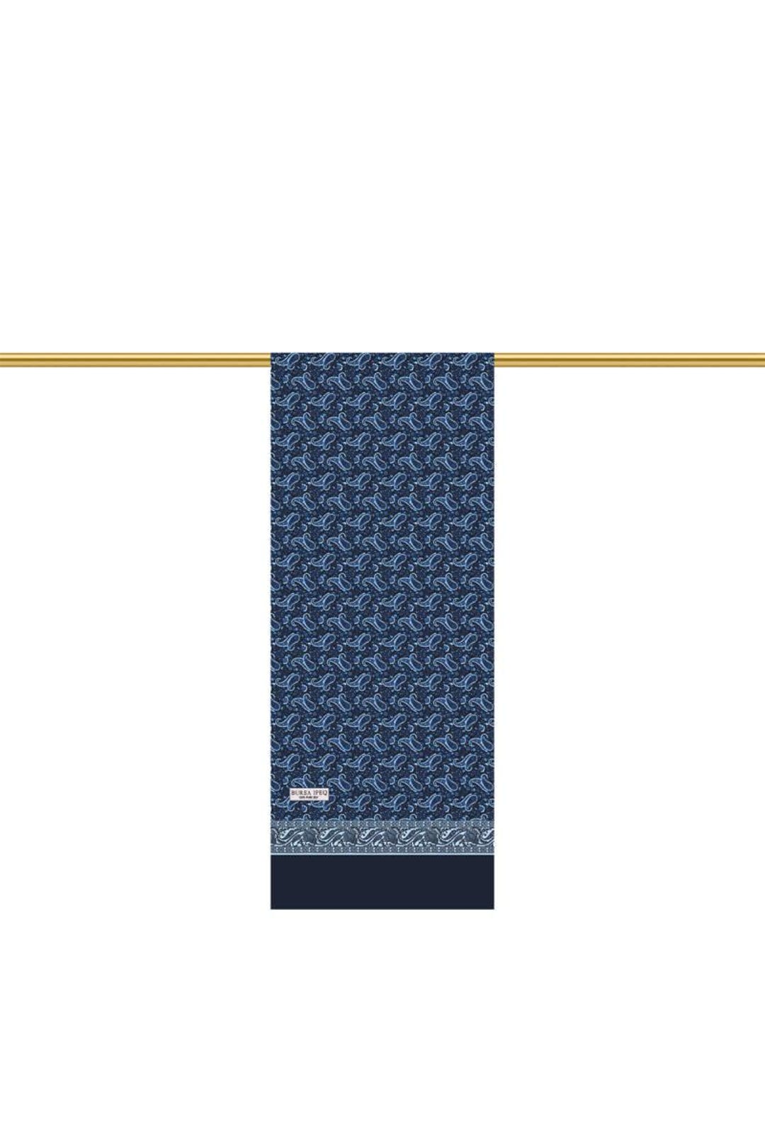 Navy Blue Paisley Silk Scarf for Men: Handmade Turkish Neckwear - Etsy