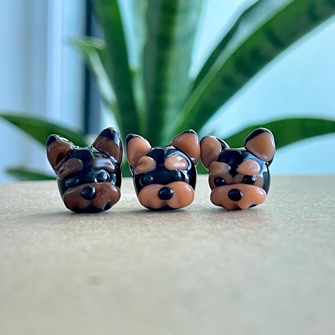 Teacup Yorkie / Yorkshire Terrier Puppy Glass Bead Zipper Charm ...