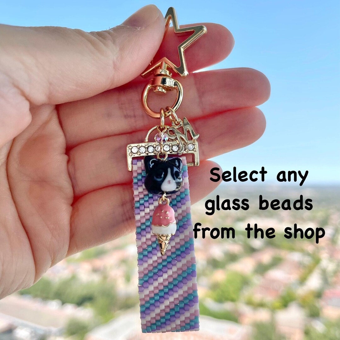 Custom Dog / Cat / Bird / Sea Creature / Animal Glass Bead Keychain ...