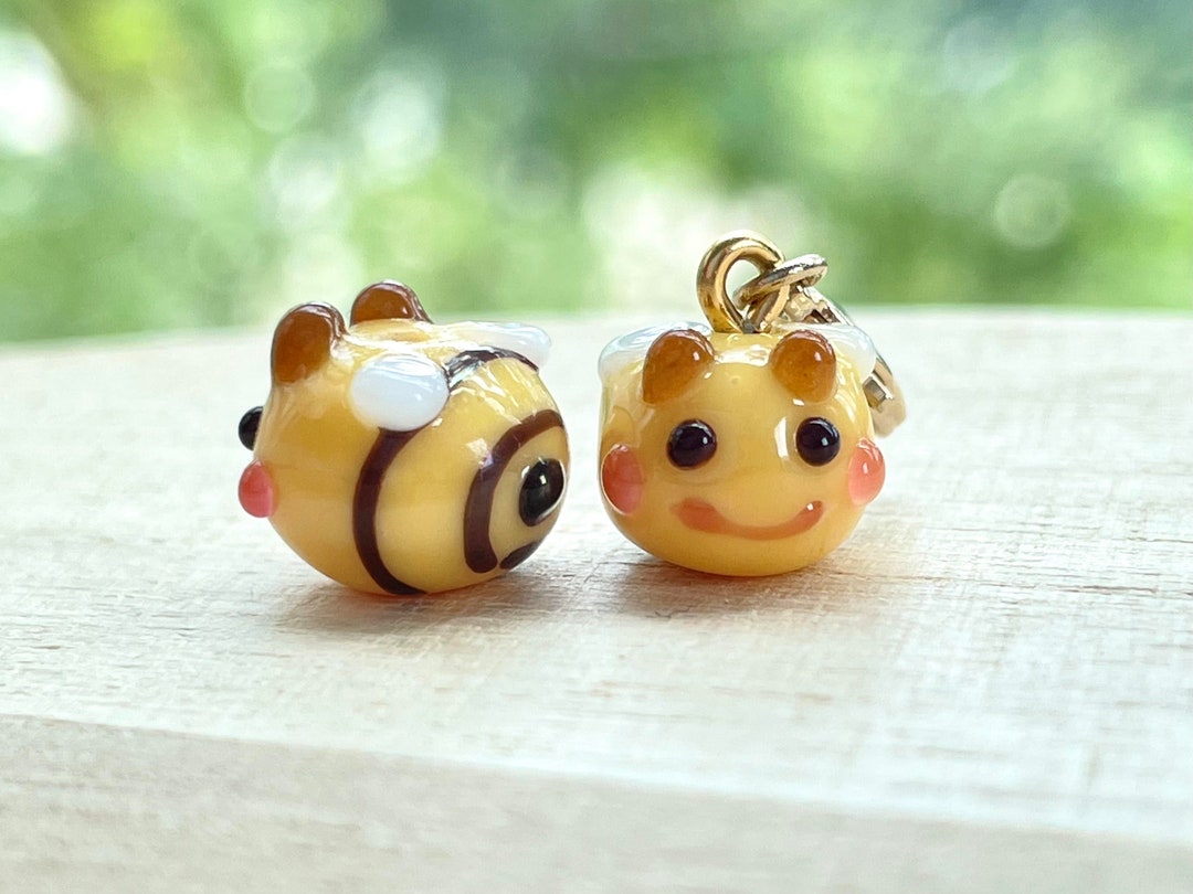Lampwork Glass Bee Bead Charm: Zipper Pull, Keychain, Bag, Purse, Phone ...