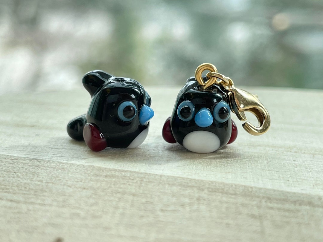 Handmade Lampwork Glass Black Paradise Flycatcher Bead Charm: Zipper ...