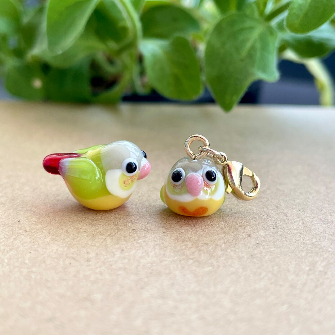 Pineapple Green Cheek Conure Glass Beads Zipper Charm / Keychain ...
