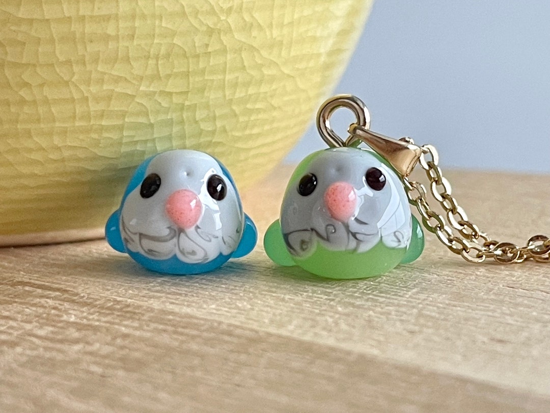 Tiny Quaker Parrot / Monk Parakeet Glass Bead Necklace, Handmade ...