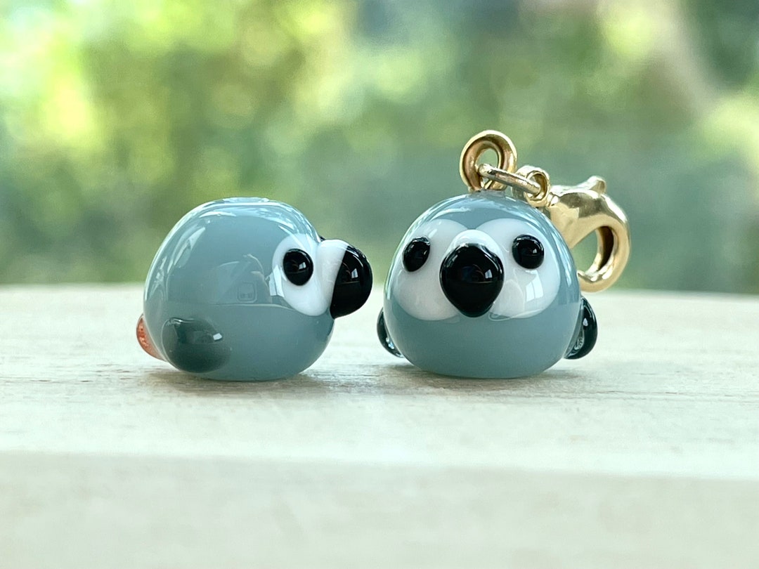 Congo African Grey Parrot Glass Bead Zipper Charm / Keychain / Phone ...