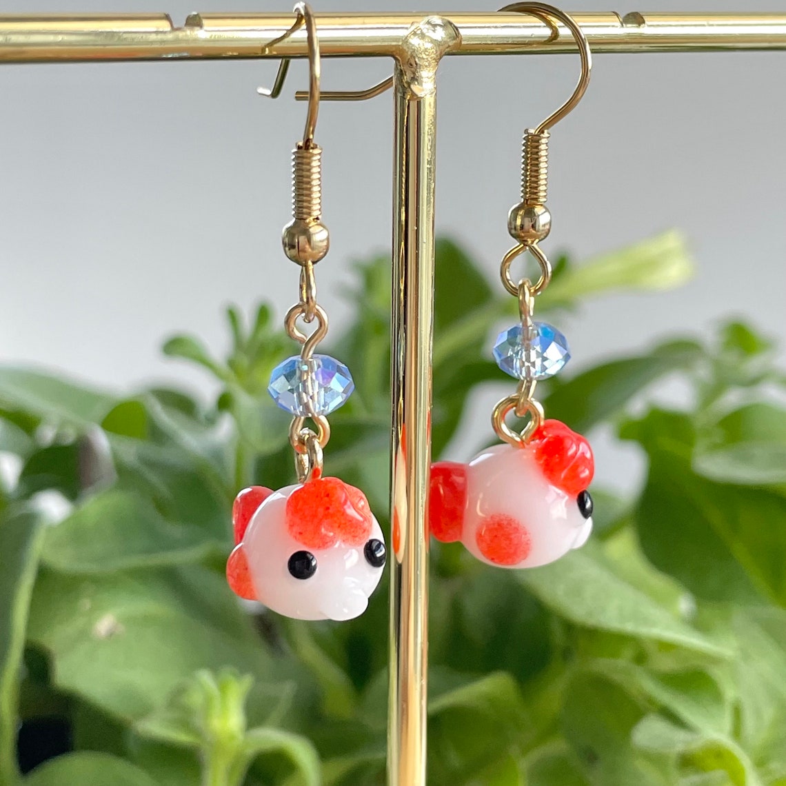 Goldfish Earrings, Gold / Silver Plated, Swarovski Crystal, Handmade ...