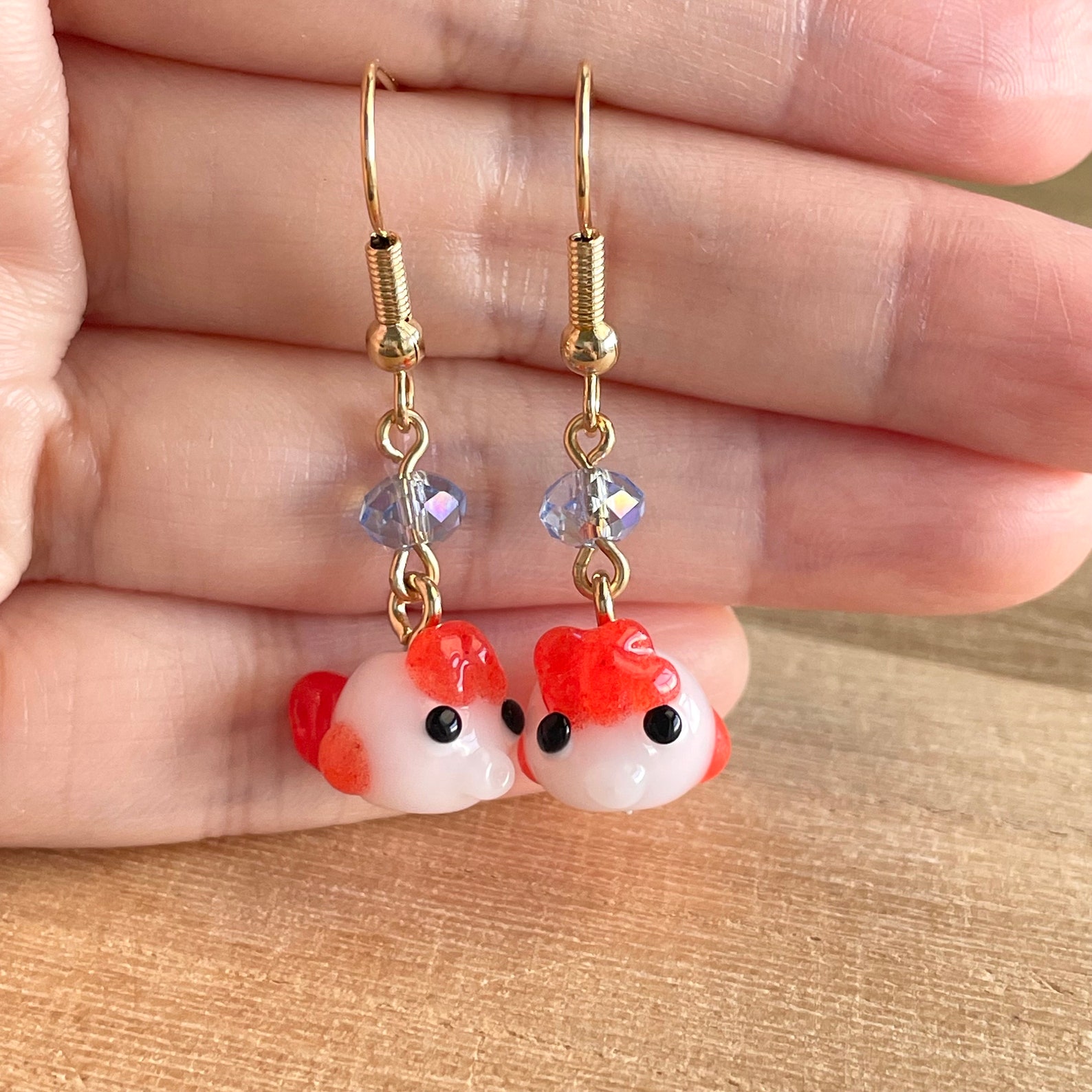 Goldfish Earrings, Gold / Silver Plated, Swarovski Crystal, Handmade ...