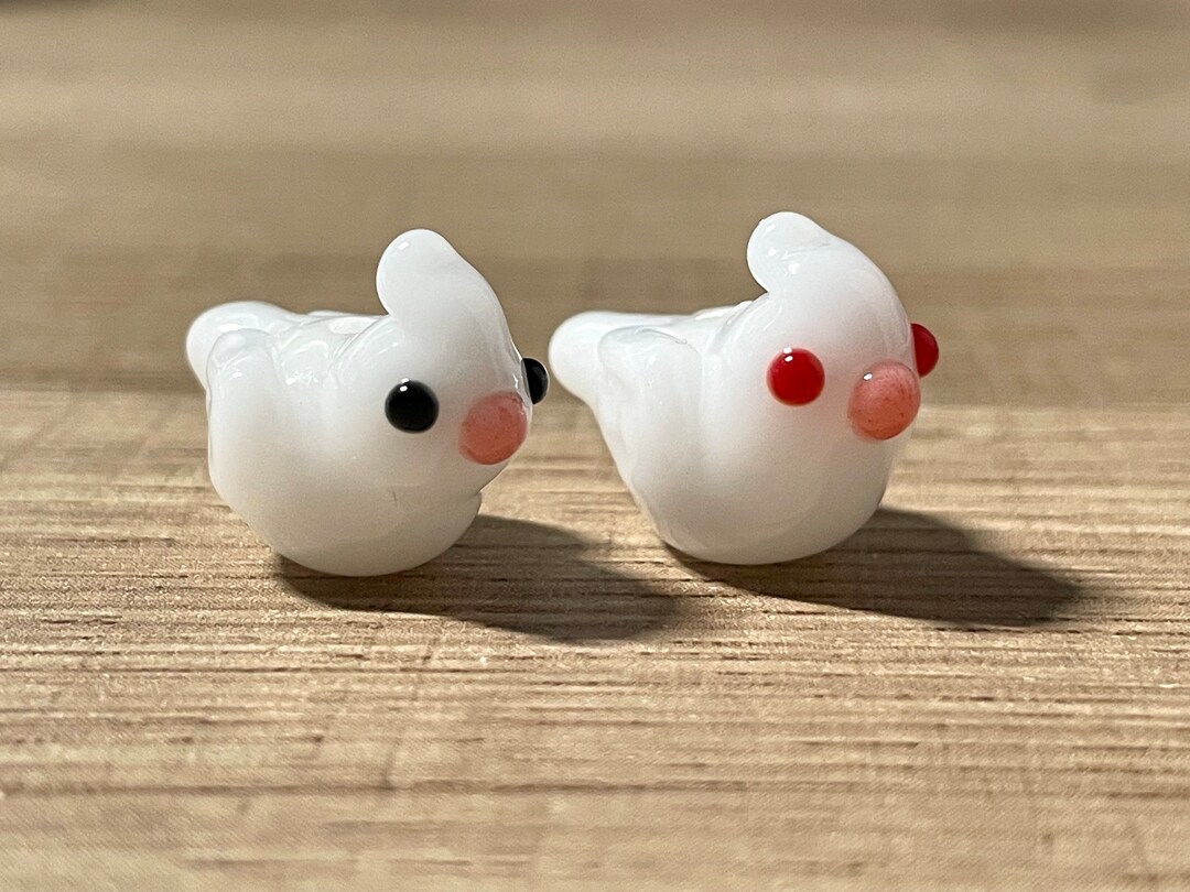 Albino / White Cockatiel Glass Beads Zipper Charm / Keychain / Phone ...