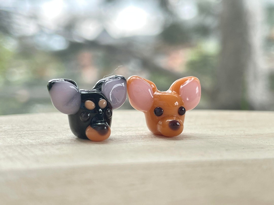 Cute Miniature Pinscher Glass Bead Necklace - Handmade Lampwork, Unique ...