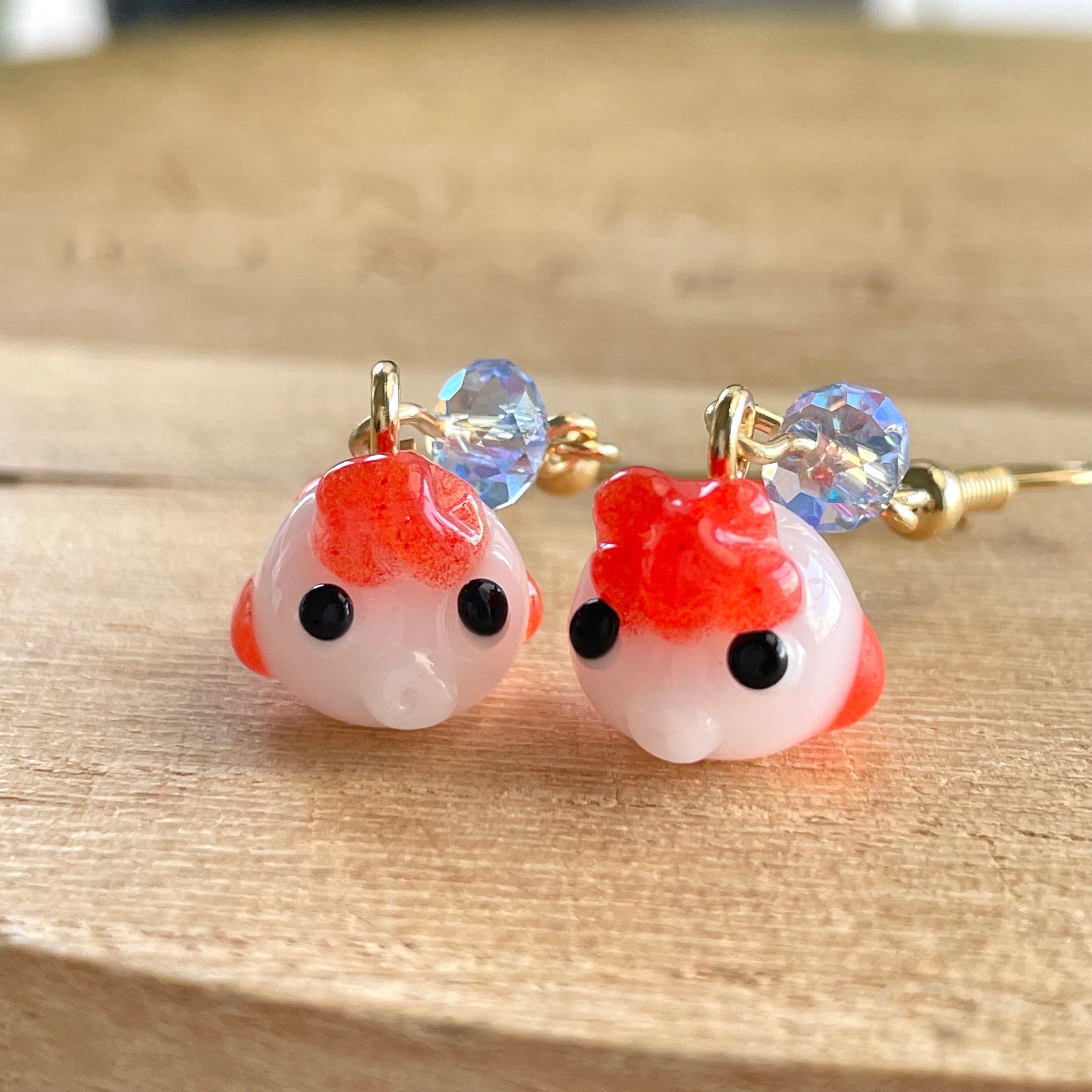 Goldfish Earrings, Gold / Silver Plated, Swarovski Crystal, Handmade ...