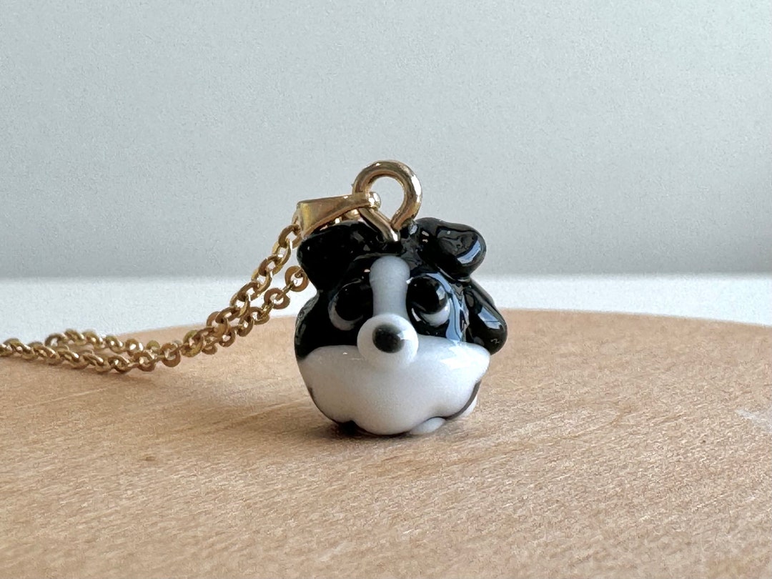 Tiny Border Collie Glass Bead Necklace, Sheepdogs, Handmade Lampwork ...