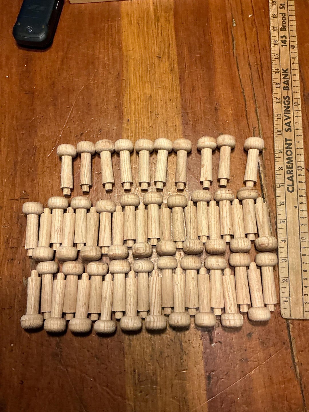 Lot of 50 Plus Oak Shaker Colonial Pegs 2 7/8 Long Ball Top End Ships ...