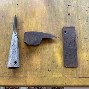 3 Old Primitive Loggers Tools Sawing Wedge, Pickaroon, S & Nealley Pick ...