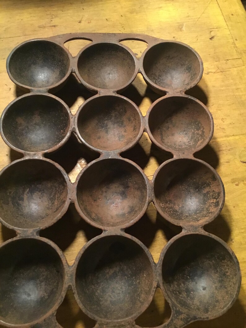 Old Vintage 12 Cup Cast Iron Ball Shaped Brownie Pan 497. - Etsy