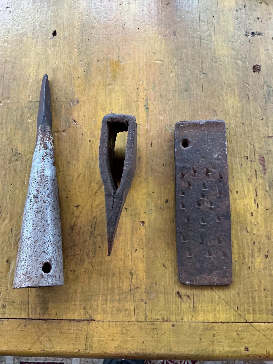 3 Old Primitive Loggers Tools Sawing Wedge, Pickaroon, S & Nealley Pick ...