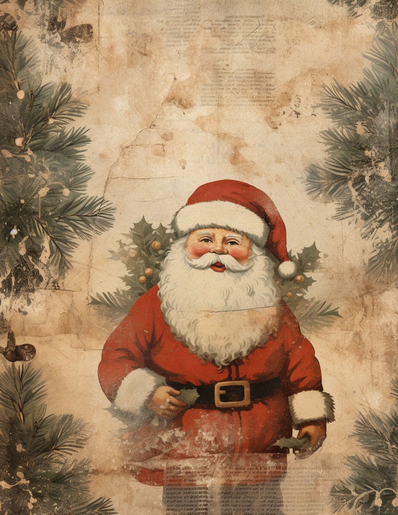 Artful Art Gift Vintage Santa Claus PNG Bundle christmas Clipart Wall ...