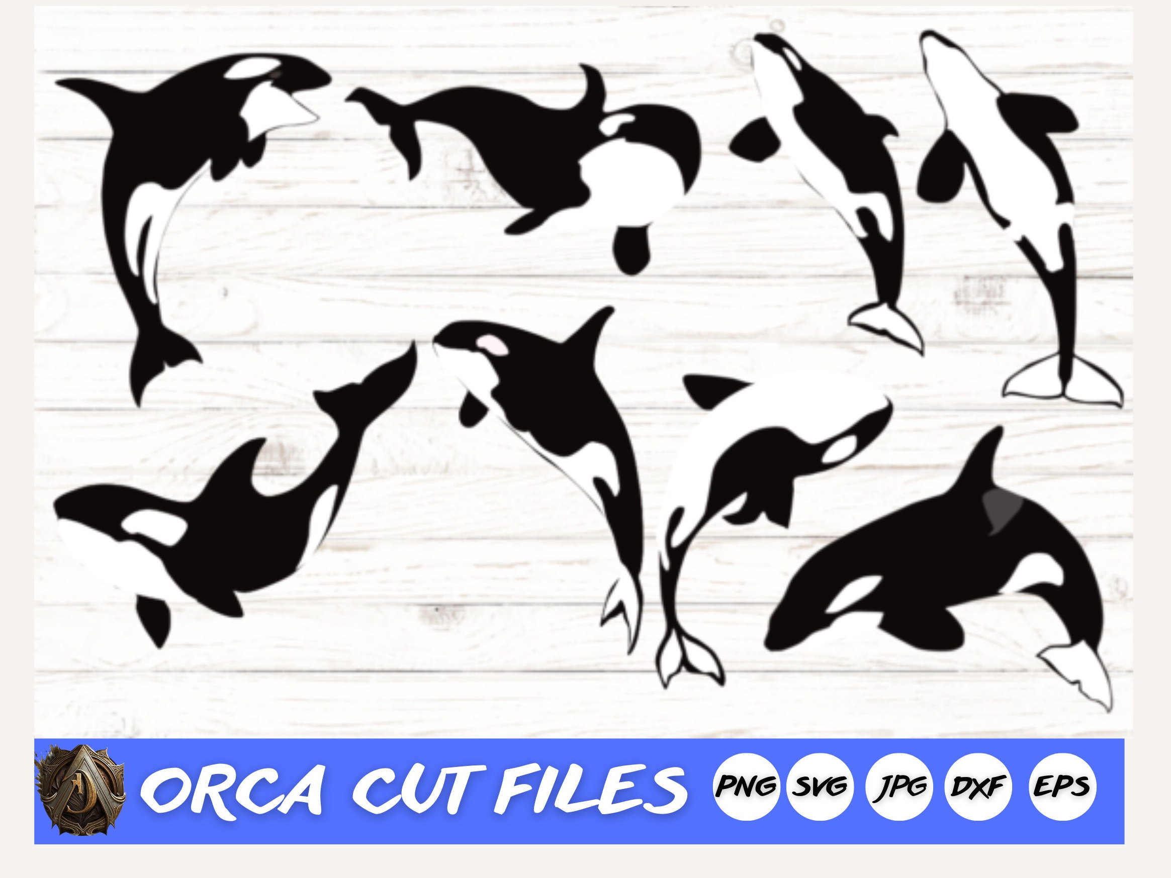 Orca Cut Files - SVG, PNG, JPG - Commercial Use, Killer Whales Clipart ...