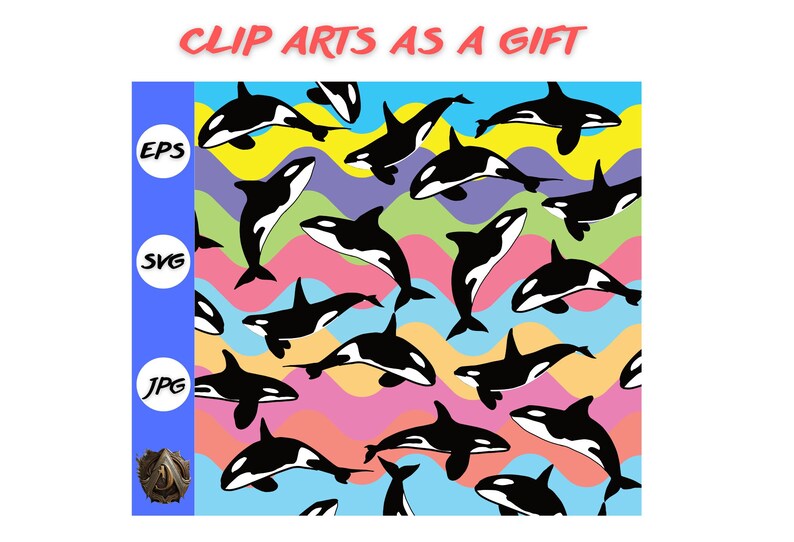 Orca Cut Files - SVG, PNG, JPG - Commercial Use, Killer Whales Clipart ...