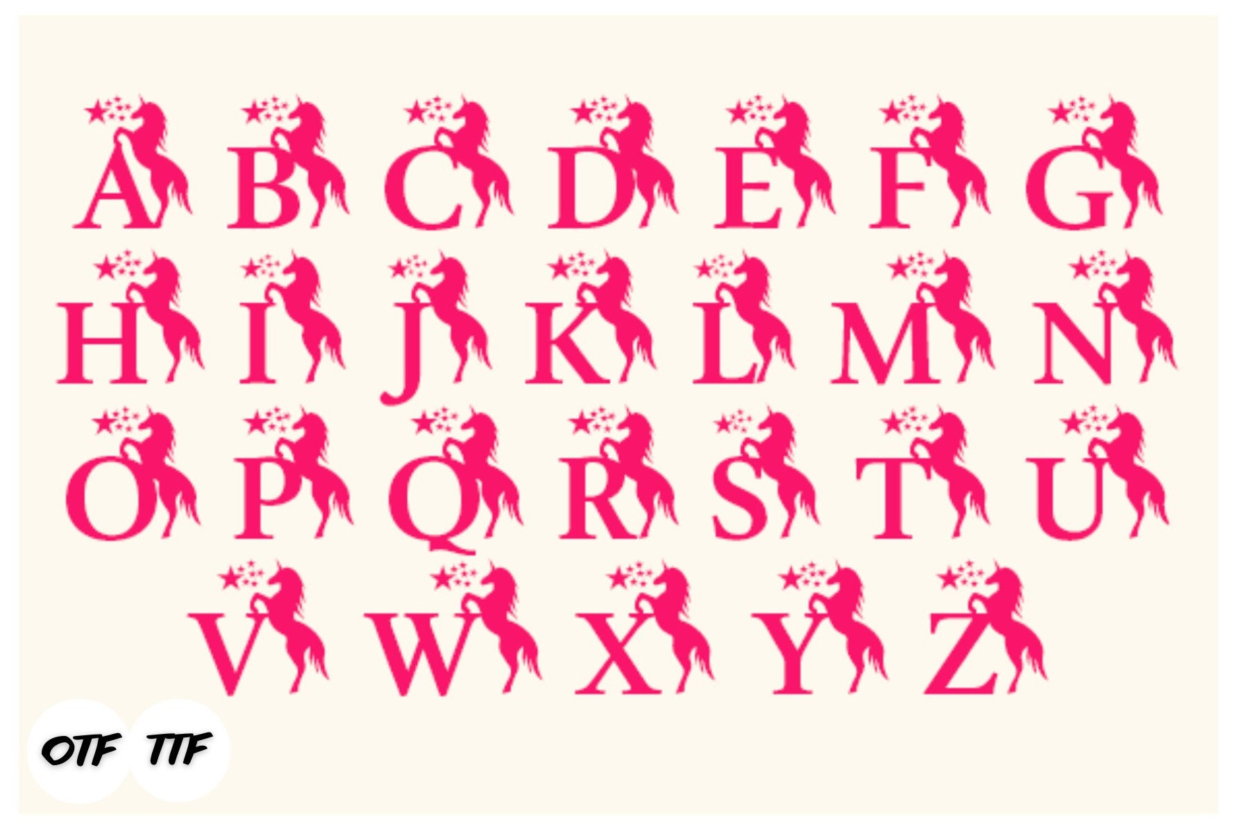 Unicorn Star Monogram Font ,unicorn Letters , Unicorn Letters Font ...