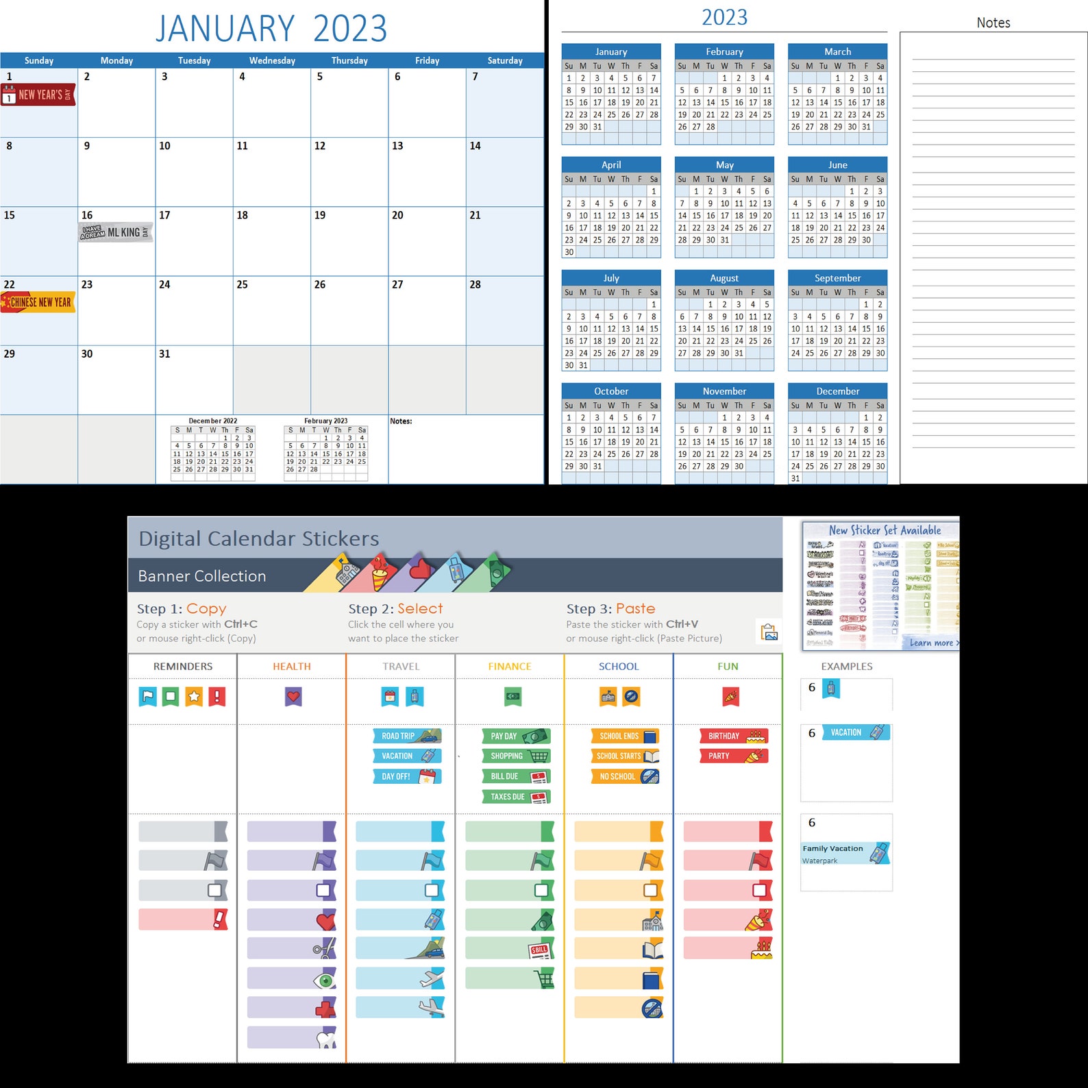 Over 100 Digital Calendar Stickers and Planner Stickers, Shown for ...