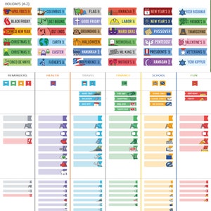 Over 100 Digital Calendar Stickers and Planner Stickers, Shown for ...