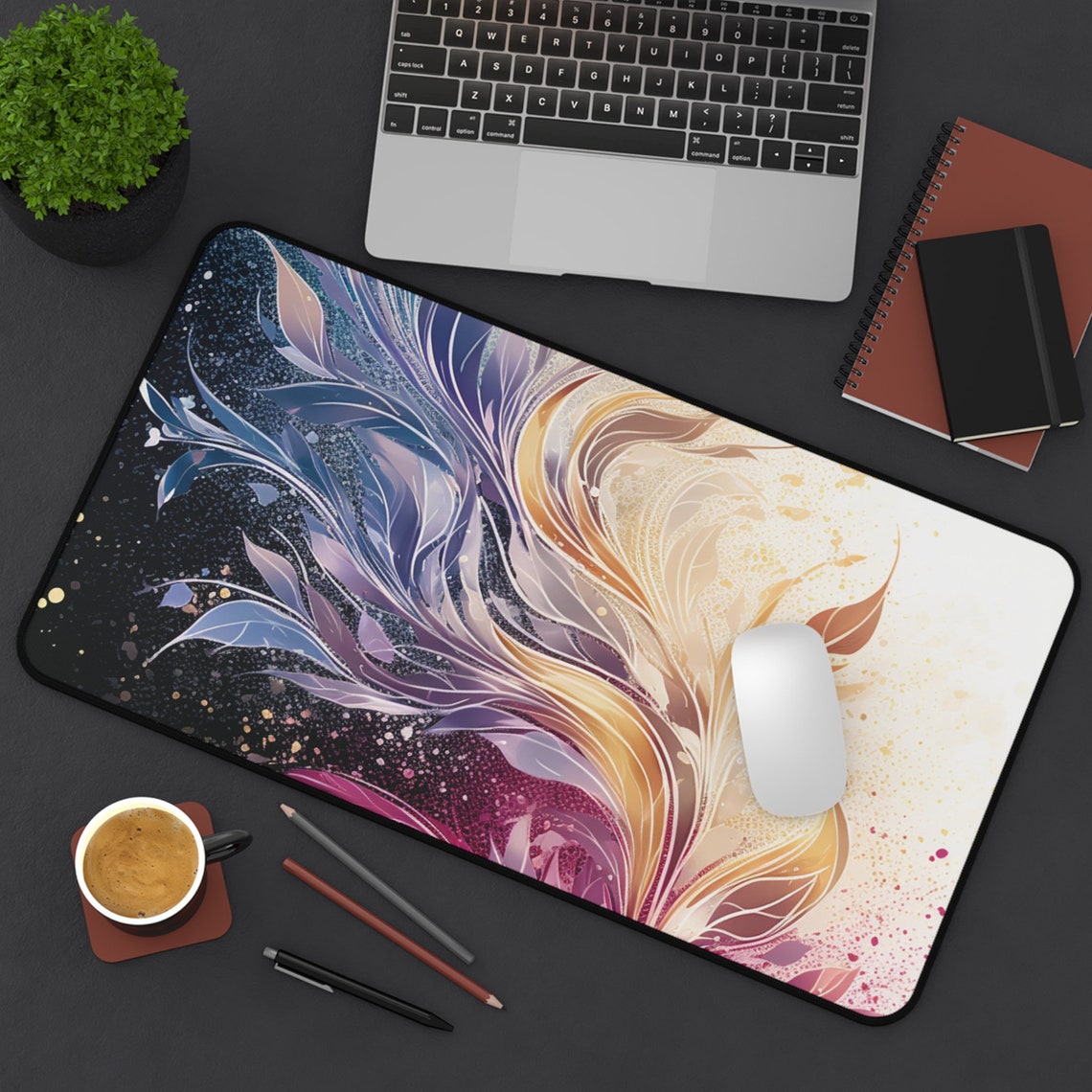 Gold, Purple, Blue Abstract Desk Mat - Etsy